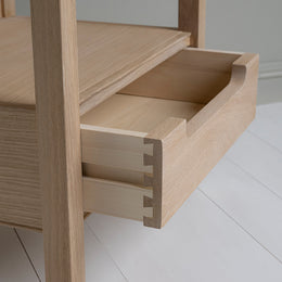 Rectangular Oiled Oak Bedside Table with Drawer | Side Table