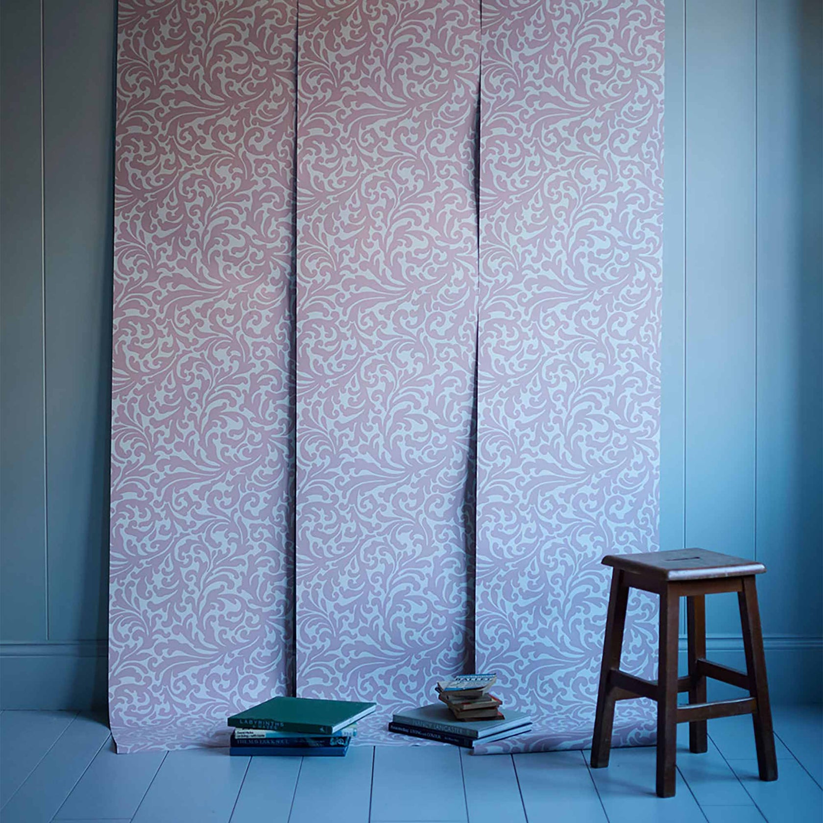 Rose Pink Filigree Wallpaper with Eco-Friendly Water-Based Ink