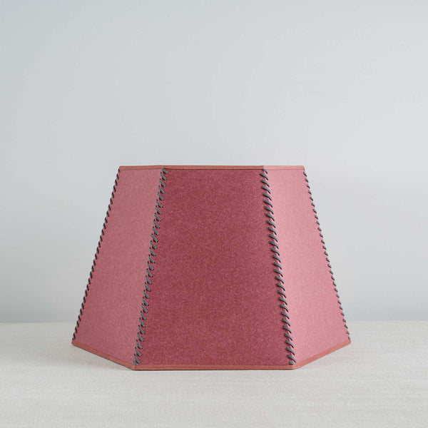 Hexagonal Lamp Shade | In Burgundy with Pink Stitching