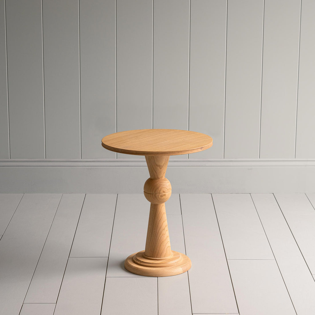 Handcrafted Round Oiled Oak Pedestal Table, Anecdote