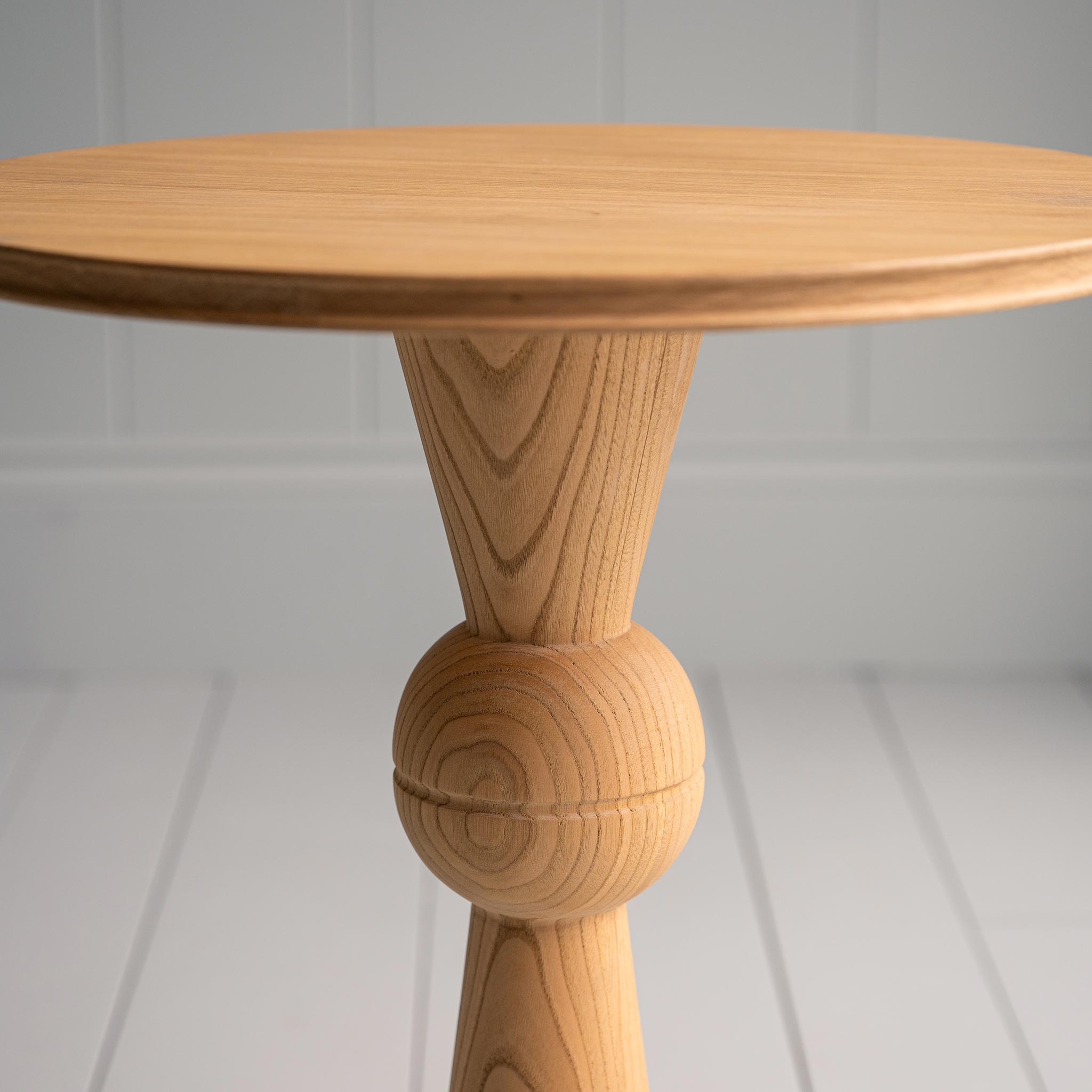 Handcrafted Round Oiled Oak Pedestal Table, Anecdote