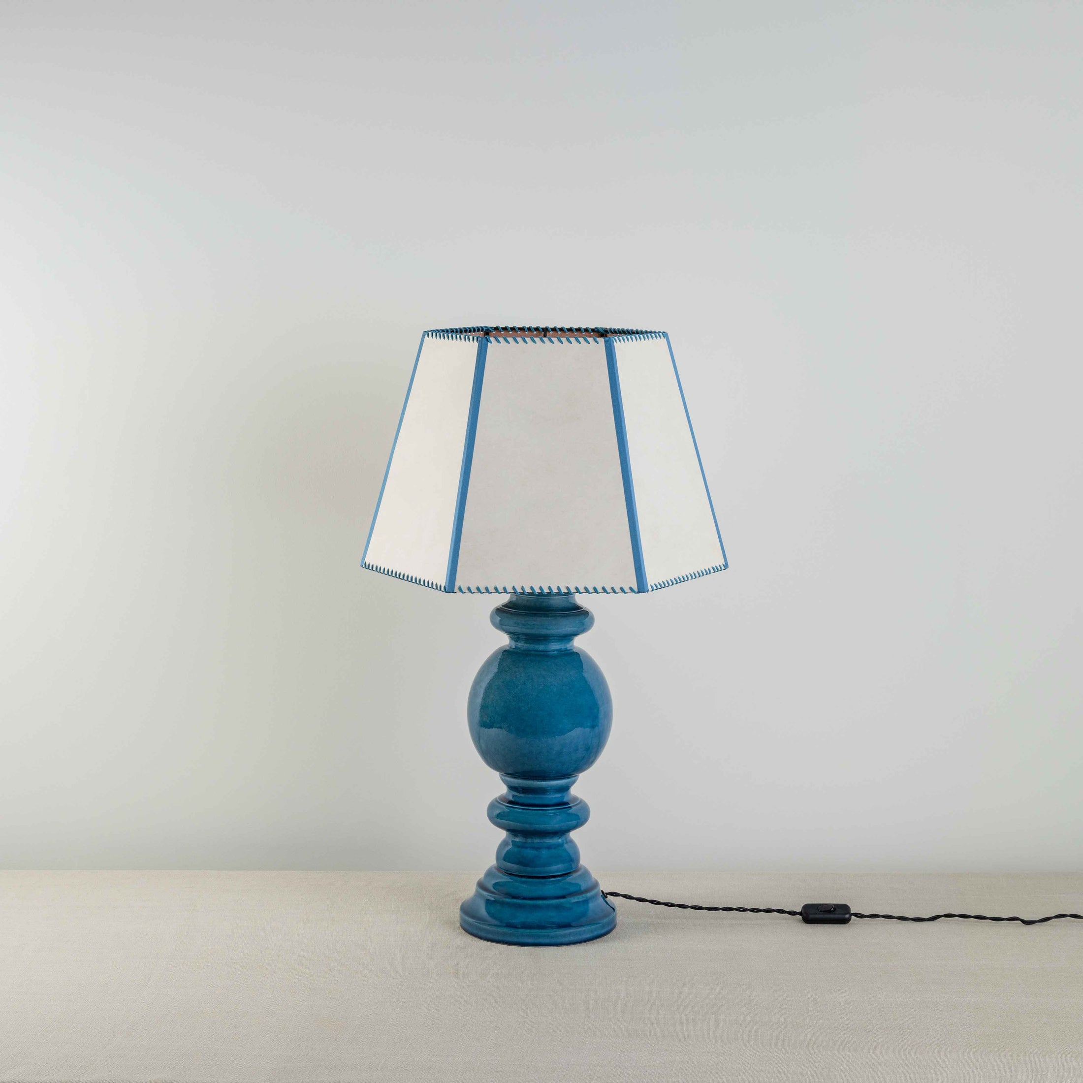 Ceramic Table Lamp | Handcrafted in Blue Base, Hourglass